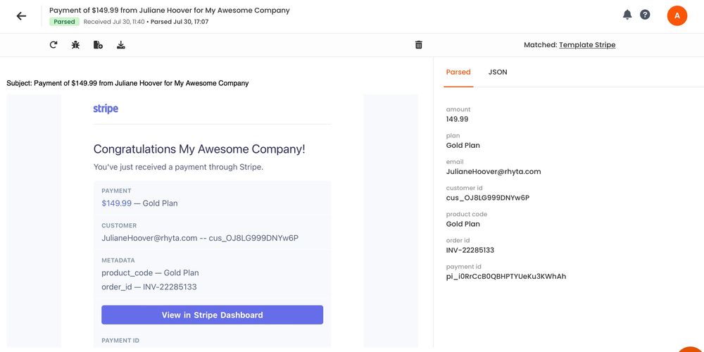 How to Extract Data From Stripe Emails?
